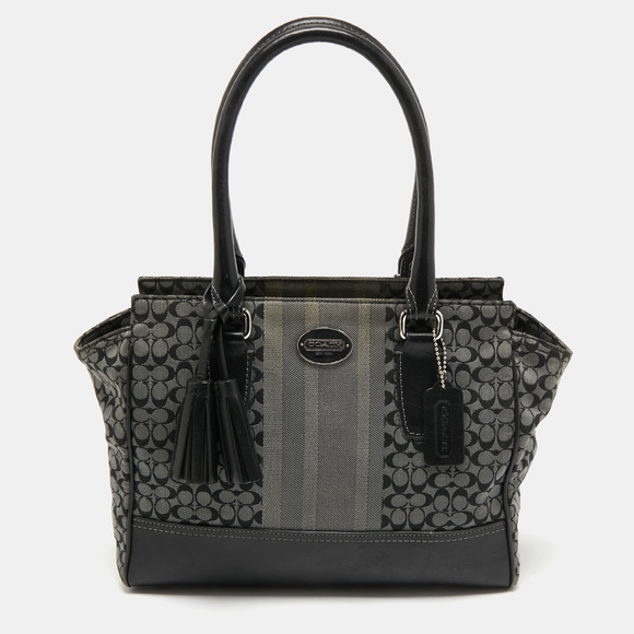 Coach | Bags | Coach Blackgrey Signature Canvas And Leather Legacy Tote ...